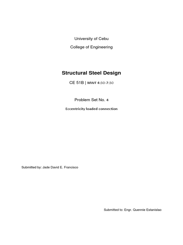 Structural Steel Design: University of Cebu College of Engineering | PDF