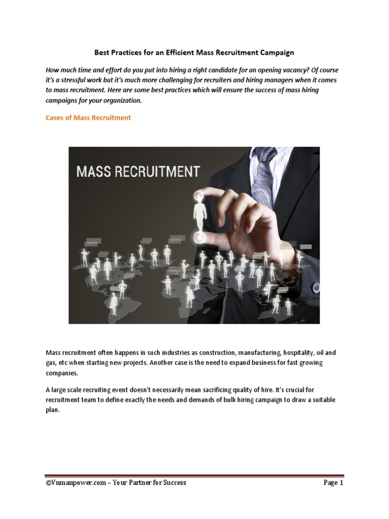 Best Practices For An Efficient Mass Recruitment Campaign PDF | PDF ...
