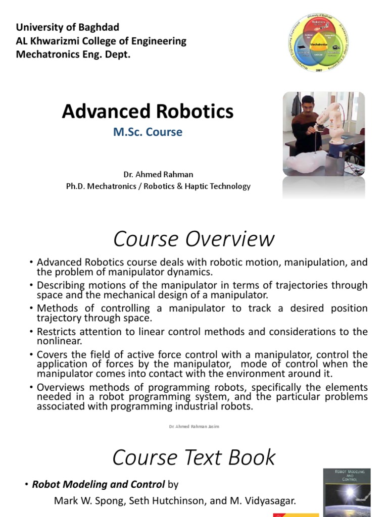 An Overview of Advanced Robotics Concepts Taught in a Master's Level ...