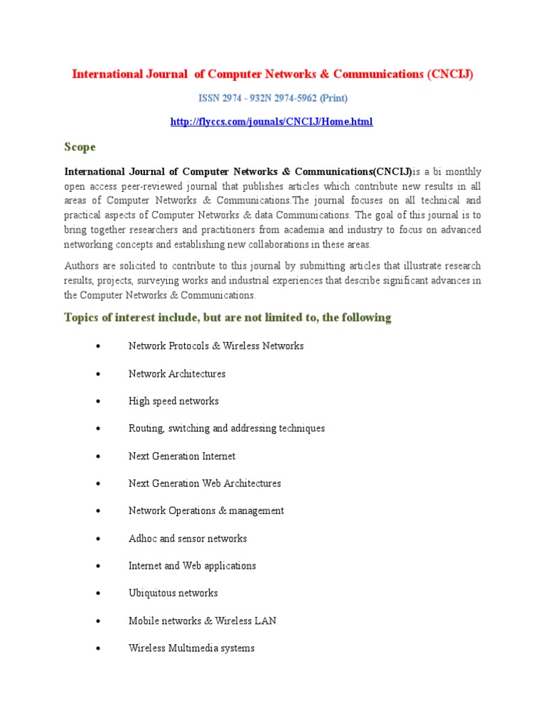 International Journal of Computer Networks & Communications (CNCIJ ...