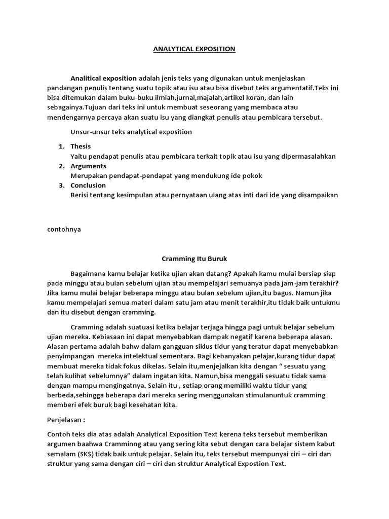 Analytical Exposition Text | PDF