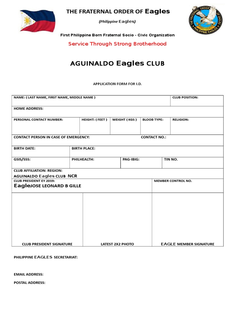 EAGLES Application Form | PDF | Government