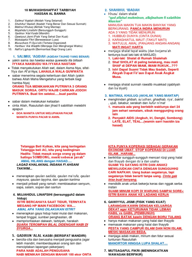 10 Muwashshaffat Tarbiyah | PDF