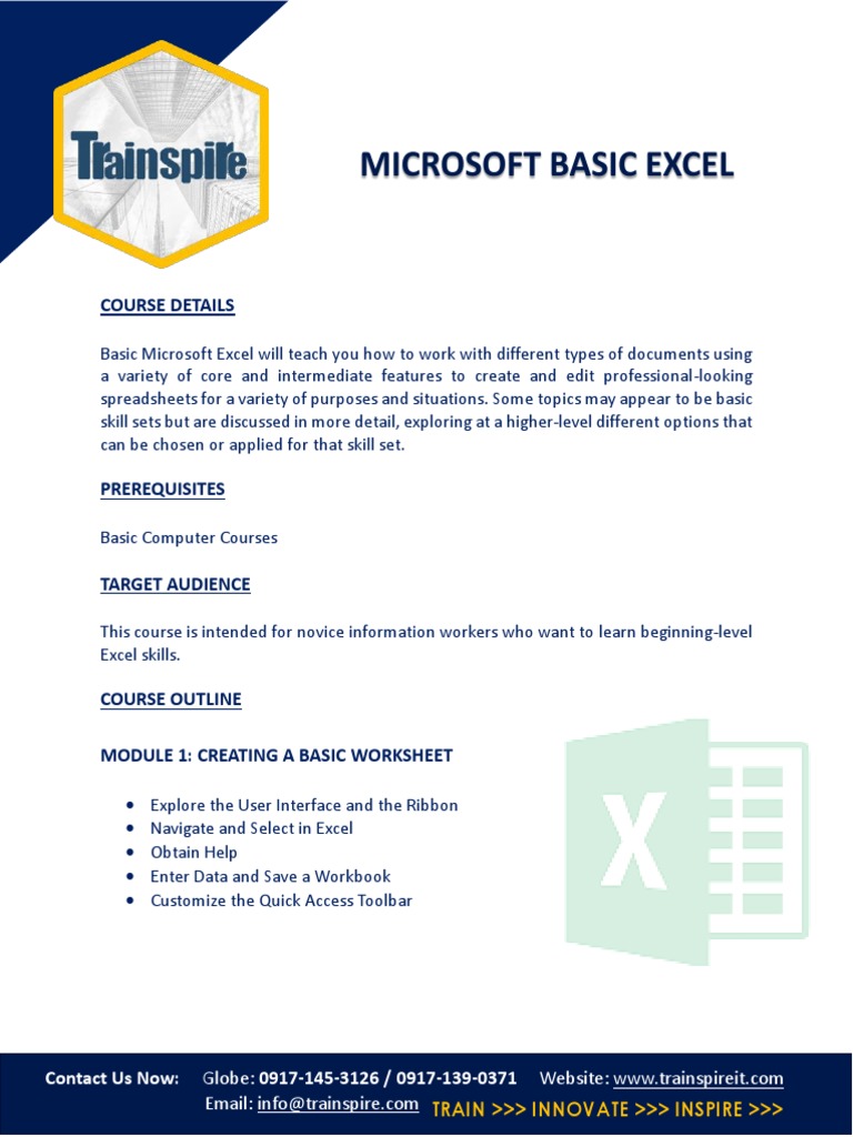 Microsoft Basic Excel: Course Details | PDF | Career & Growth | Computers
