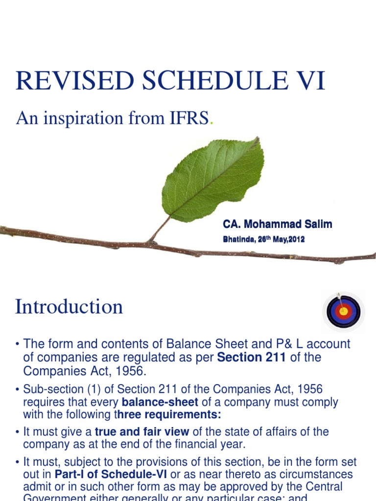 Revised Schedule Vi: An Inspiration From IFRS | PDF | Income Statement ...