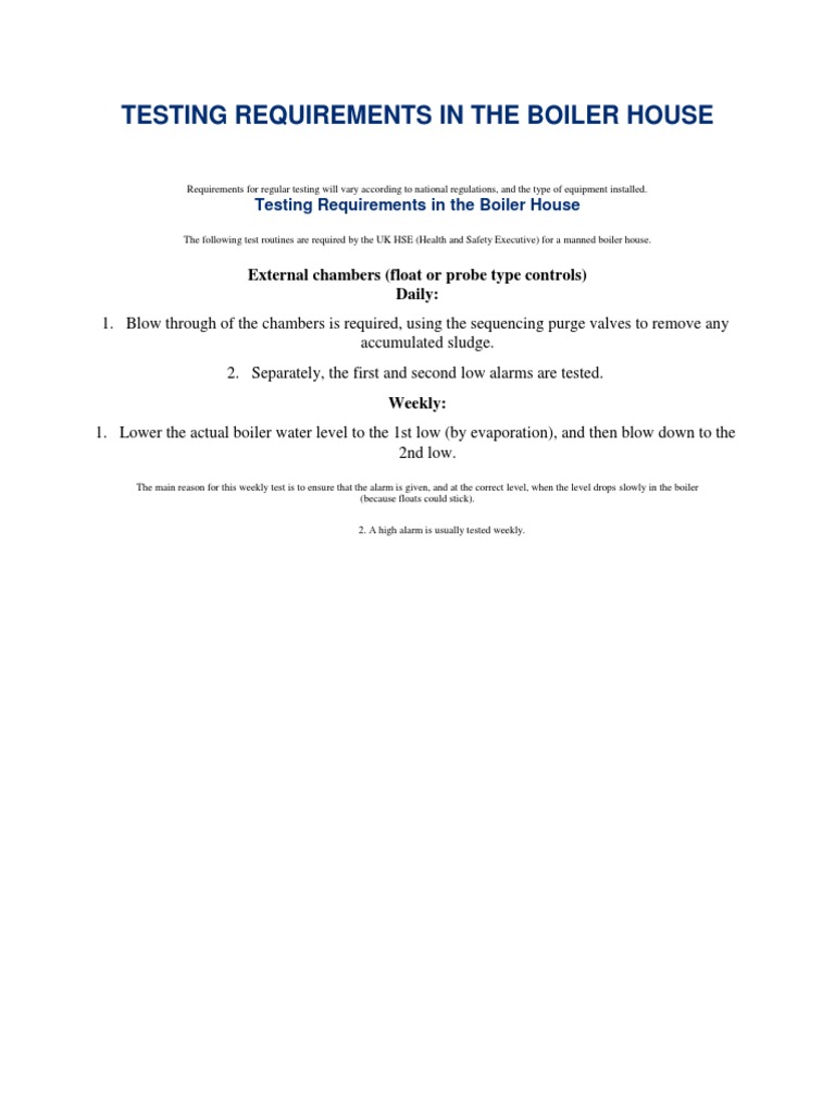 12.testing Requirements in Boilers | PDF | Boiler | Control System