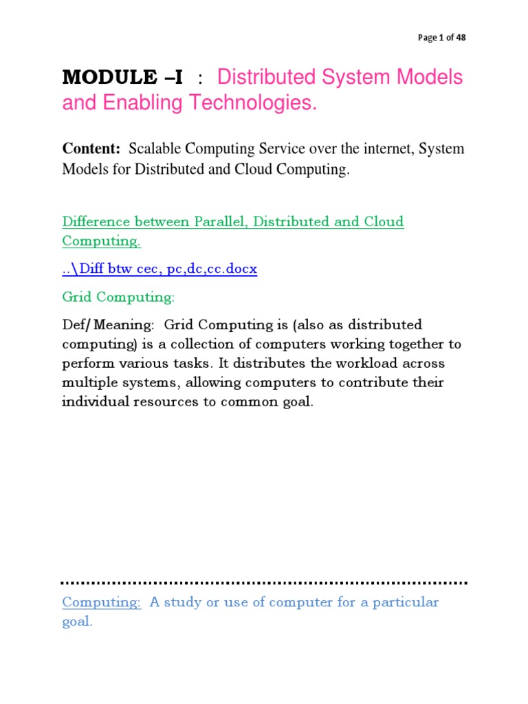 Module 1 - Cloud Computing | PDF | Peer To Peer | Computer Cluster