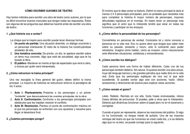 Guía para Escribir un Guion Teatral | PDF | Teatro