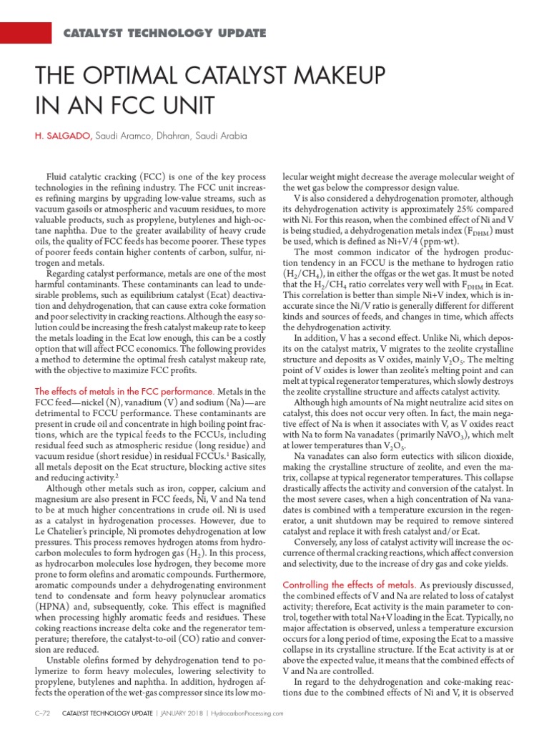 Optimal Catalyst Makeup in FCC Units | PDF | Cracking (Chemistry ...
