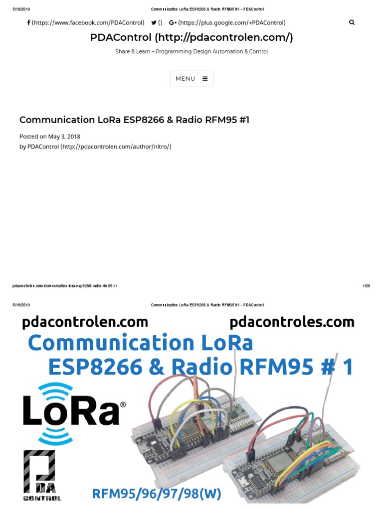 LoRa Communication with ESP8266 & RFM95 | PDF | Radio | Data Transmission