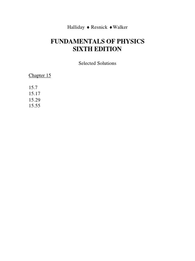 Selected Solutions to Problems from Fundamentals of Physics, Sixth ...