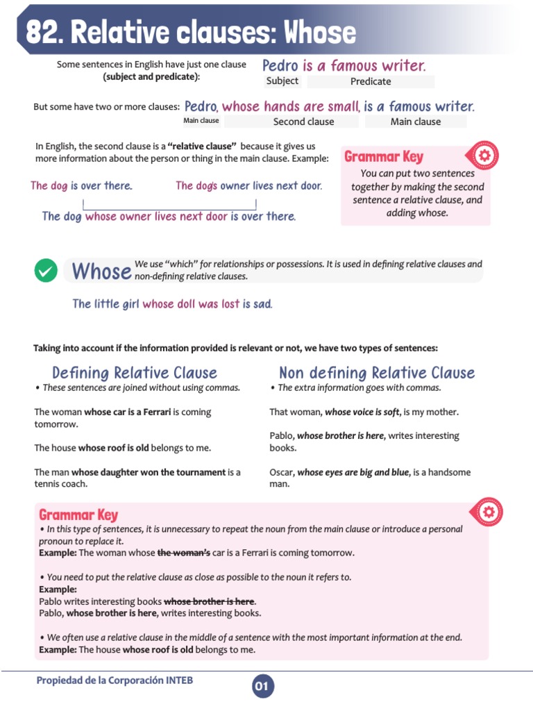 Relative Clause Whose | PDF | Clause | Sentence (Linguistics)