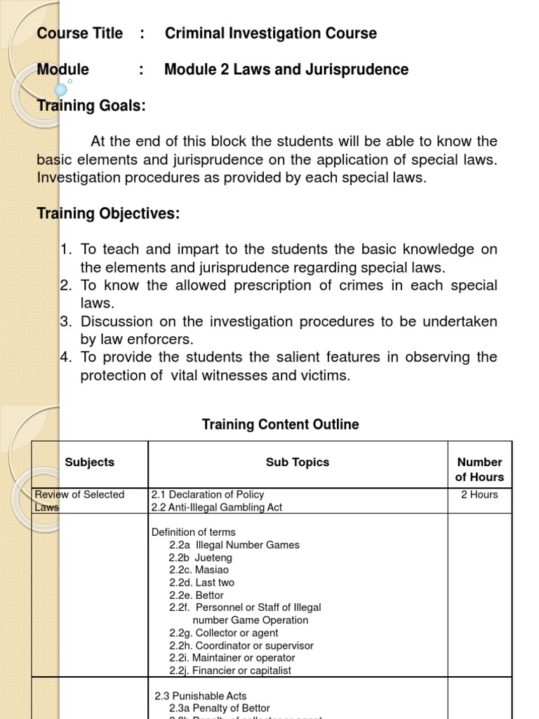 Criminal Investigation Laws and Jurisprudence Module | PDF | Restraining Order | Prosecutor