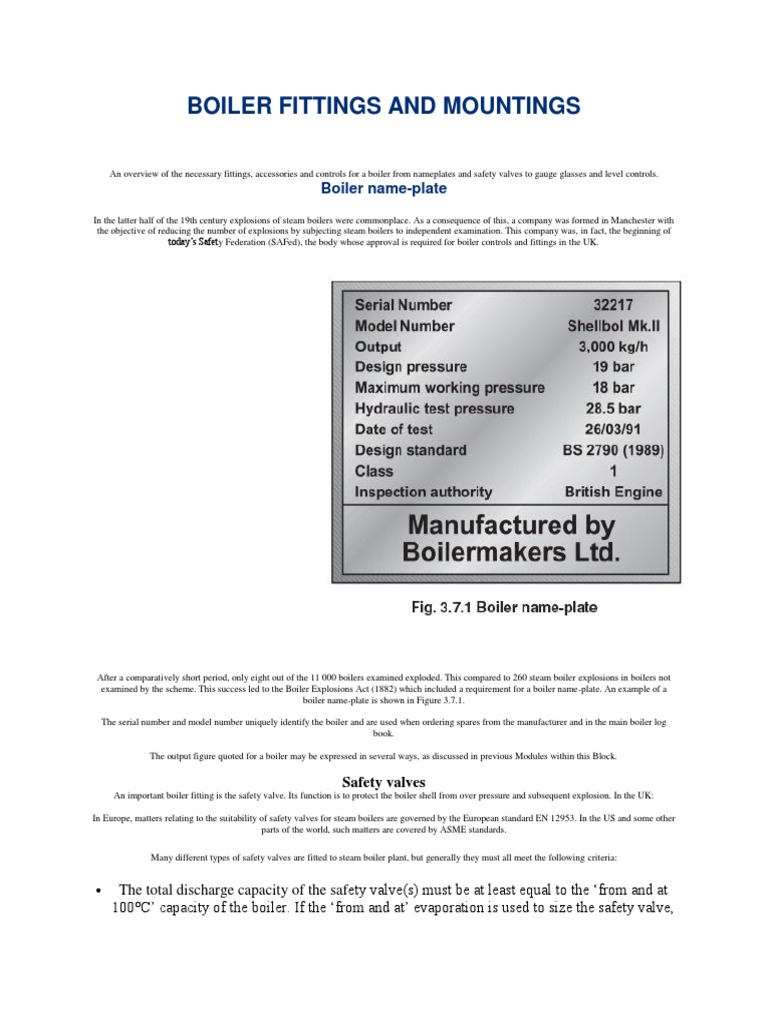 Fittings and Mountings | PDF | Valve | Boiler