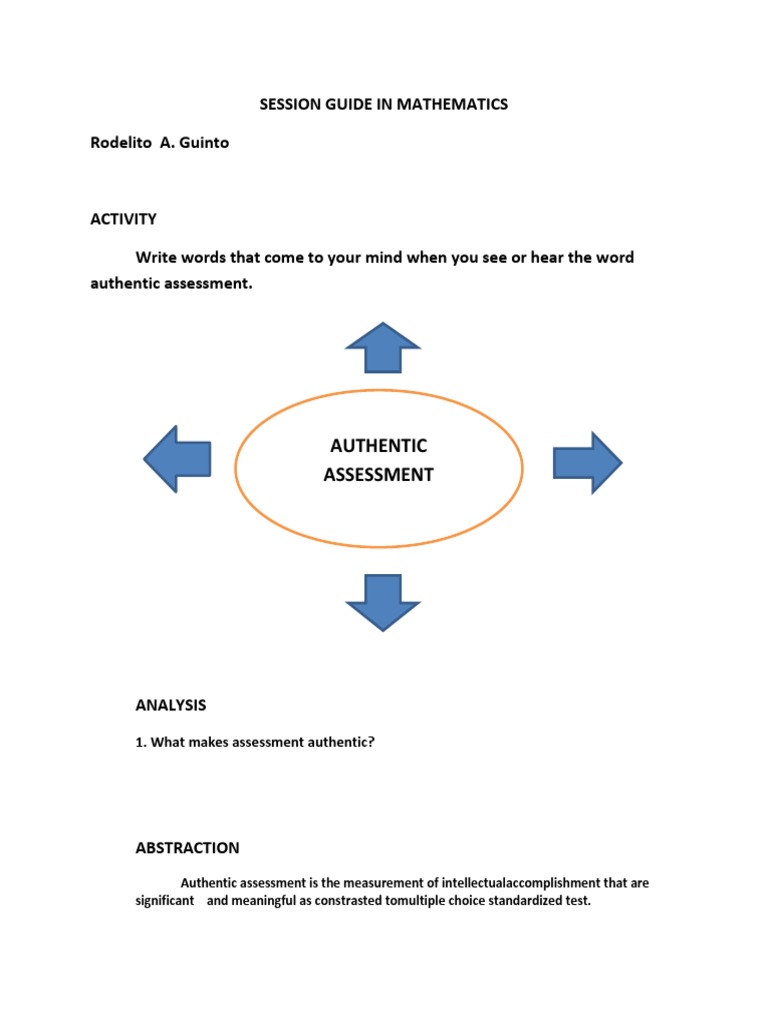 Understanding Authentic Assessment in Math | PDF