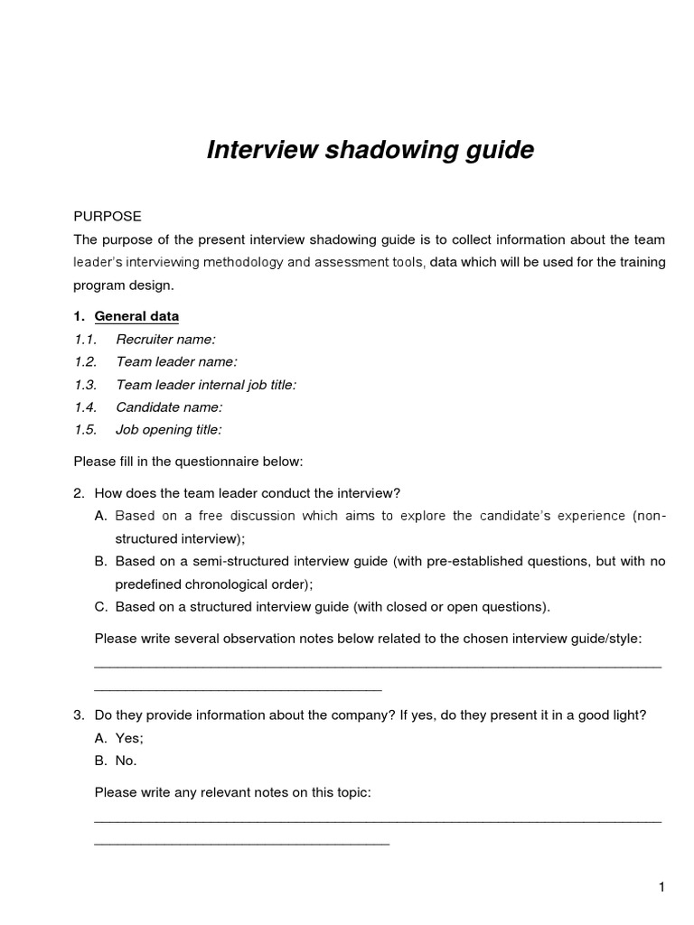 Interview Shadowing Guide | PDF | Interview | Information