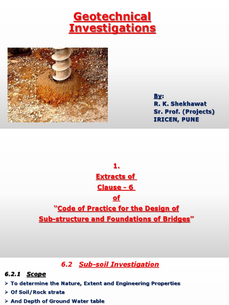 Geotechnical Investigations For Bridges | PDF | Drilling Rig ...