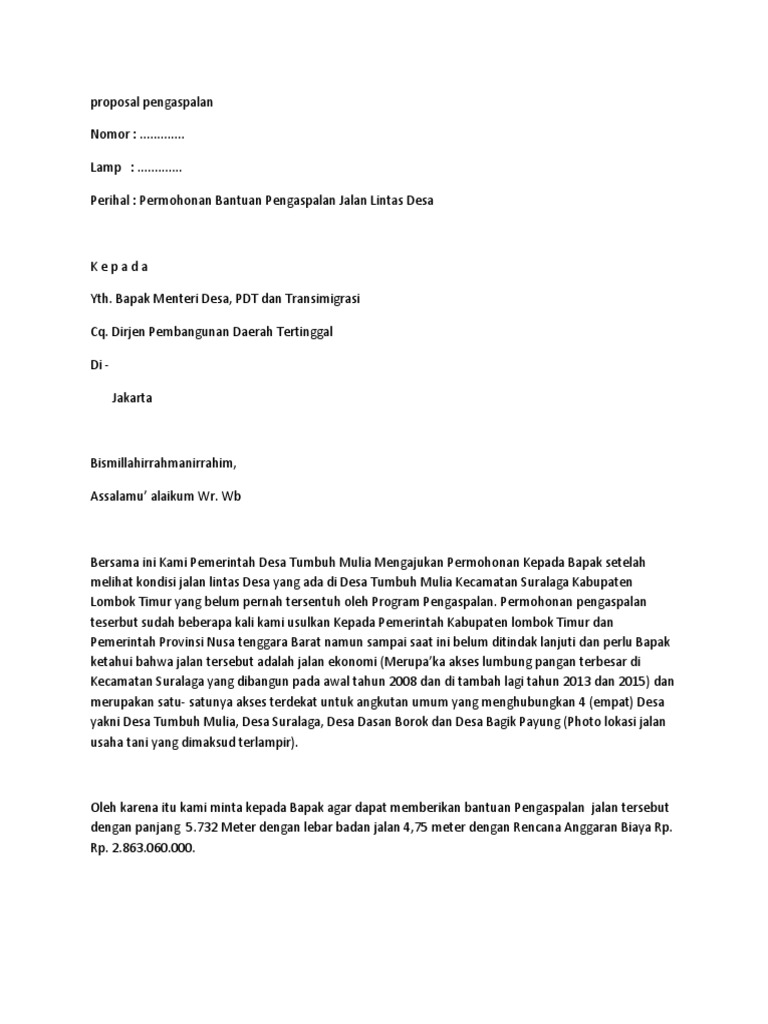 CONTOH Proposal Pengaspalan JALAN | PDF