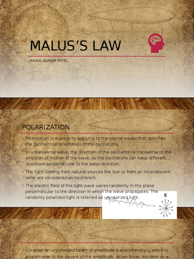 Malus'S Law: Rahul Kumar Patel | Download Free PDF | Polarization ...