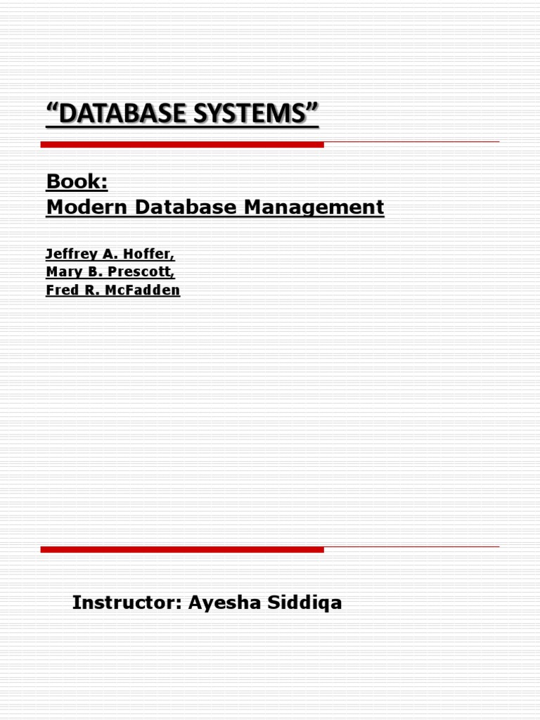 "Database Systems": Book: Modern Database Management | PDF | Data Model ...