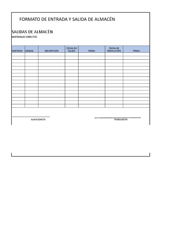 Formato Entrega y Salida de Almacén | PDF