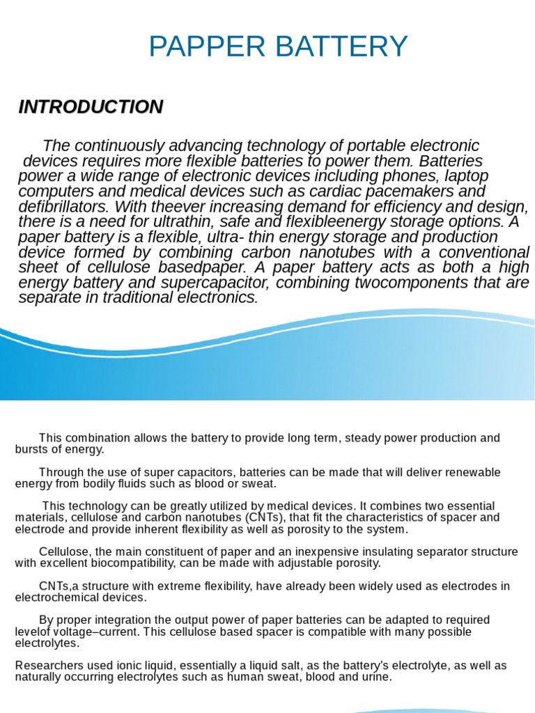 Paper Battery | Download Free PDF | Energy Storage | Electromagnetism