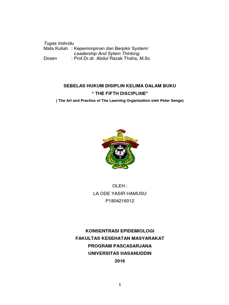 Sebelas Hukum Disiplin Kelima Dalam Buku " The Fifth Discipline" (The ...