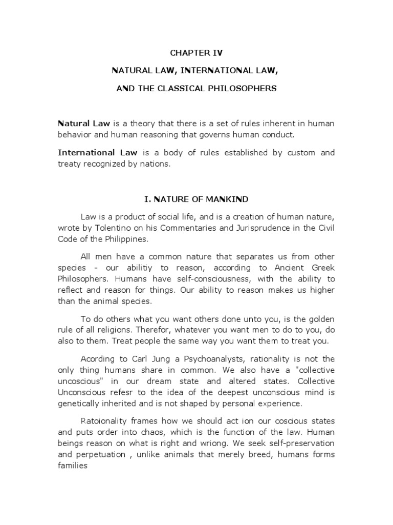 Natural Law, International Law, and The Classical Philosophers | PDF