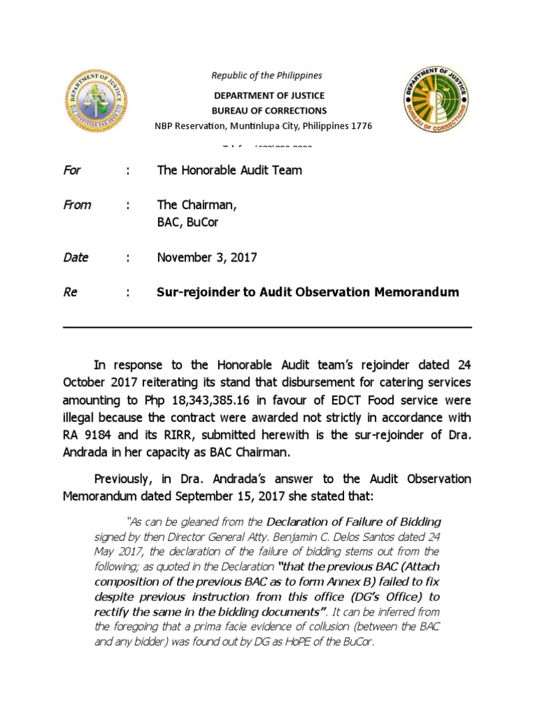 Sur-Rejoinder To Aom Re Catering | PDF | Statutory Interpretation ...