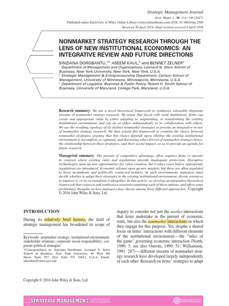 Nonmarket Strategy | PDF | Strategic Management | Corporate Social ...