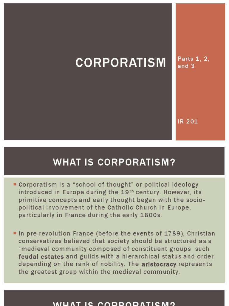Corporatism: Parts 1, 2, and 3 | PDF | Corporatism | Corporate ...
