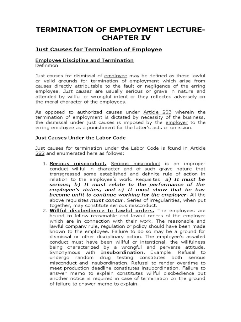 Just and Authorized Causes of Termination SY 2014 | PDF | Layoff ...