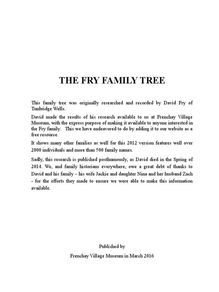 Fry Family Tree 2012 | PDF