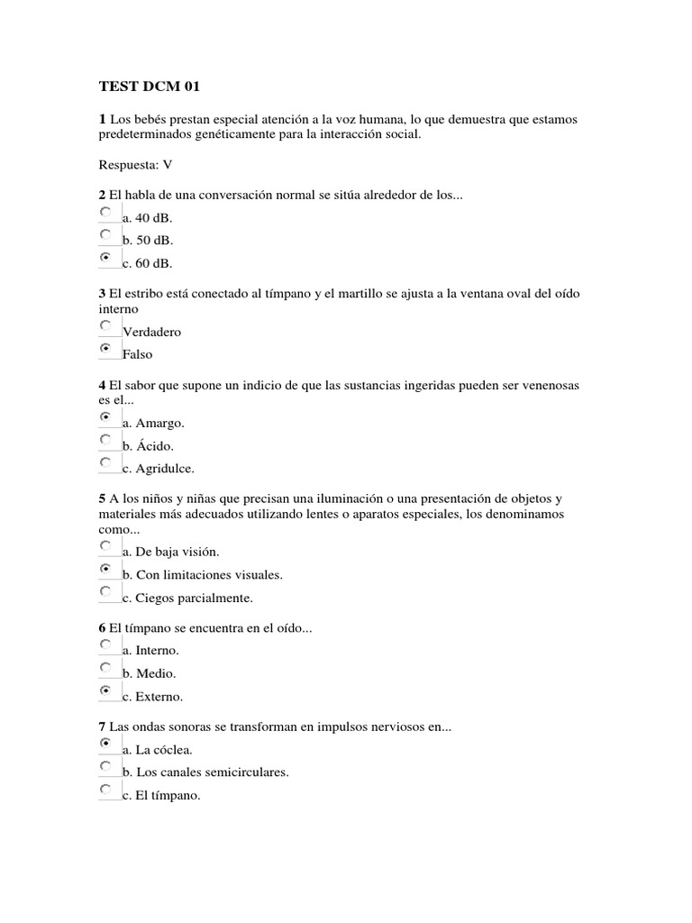 Test DCM 01 | PDF | Oído | Percepción