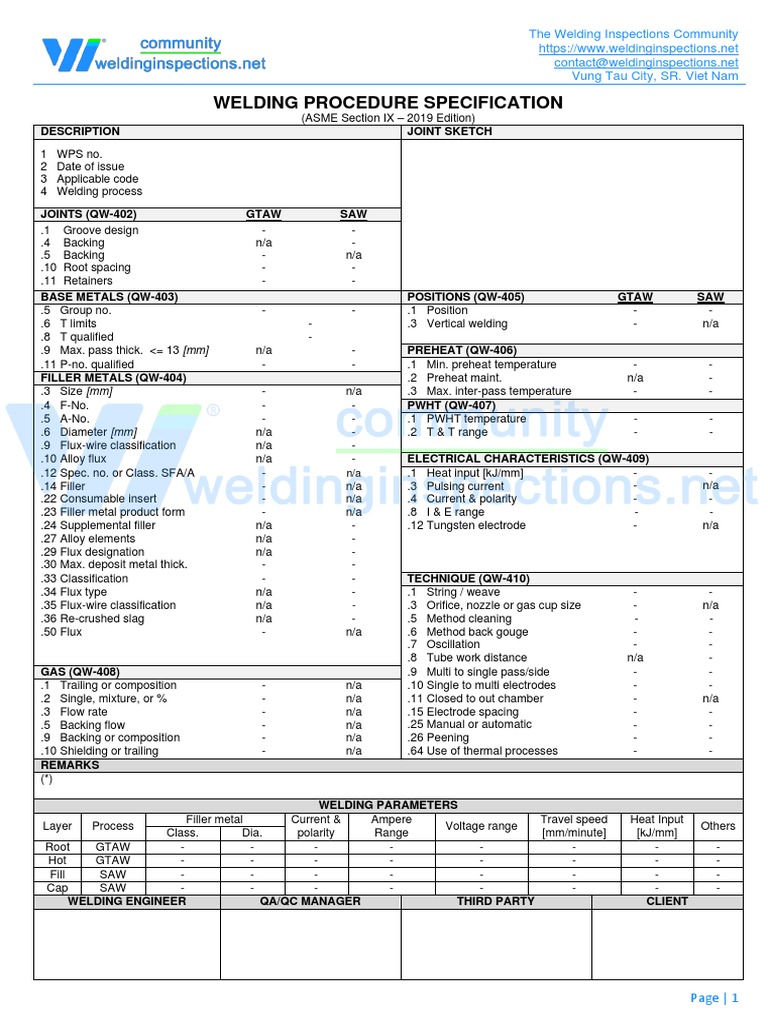 ASME IX Welding Procedure Specification | PDF | Welding | Construction