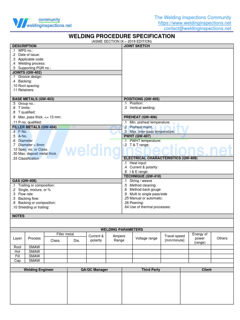WPS Format For Asme Ix - Wps - Smaw | PDF | Welding | Construction