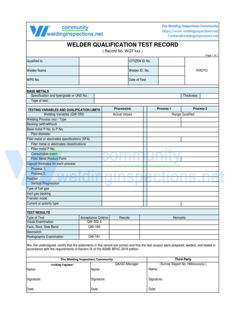 WPS Format For ASME IX - WQT | PDF | Welding | Construction