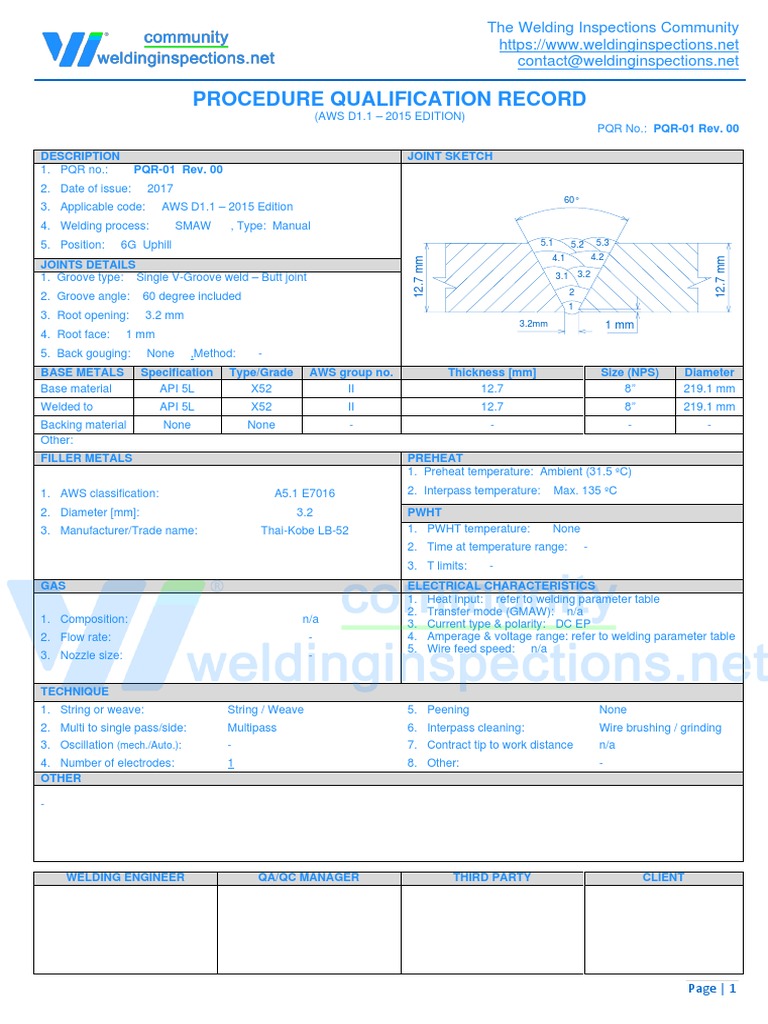AWS D1.1 Welding Procedure Record | PDF | Welding | Construction