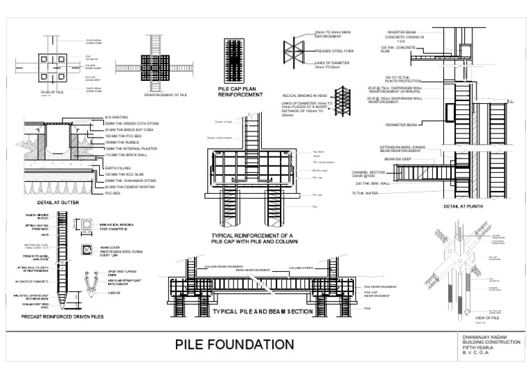 Pile Foundation: Typical Pile and Beam Section | Download Free PDF ...