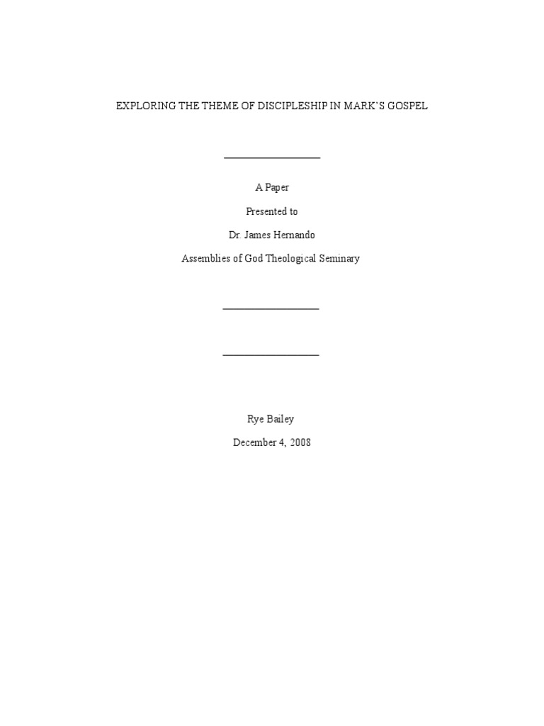 Exploring The Theme of Discipleship in M | PDF | Disciple (Christianity ...