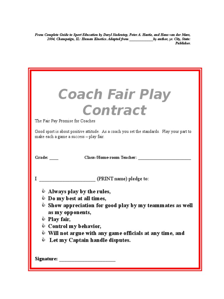 Coach Fair Play Contract-2 | PDF