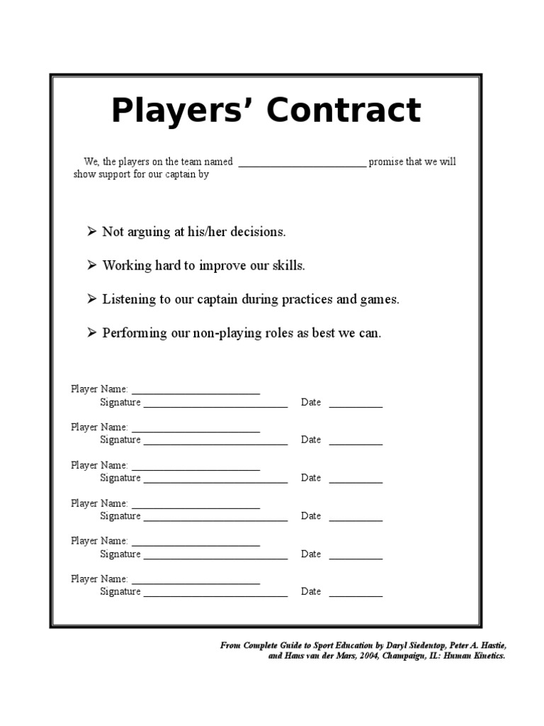 Player Contract Samples | PDF | Learning | Behavior Modification