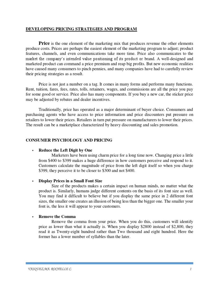Developing Pricing Strategies and Program | Download Free PDF | Pricing | Demand