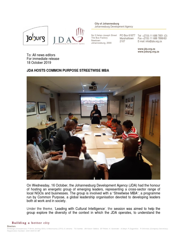 Jda Hosts Common Purpose Streetwise Mba v3 Final | PDF | Business | Economies