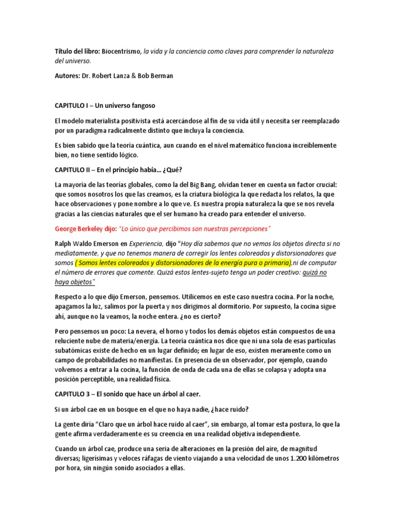 Biocentrismo Robert Lanza | PDF | Ligero | Percepción