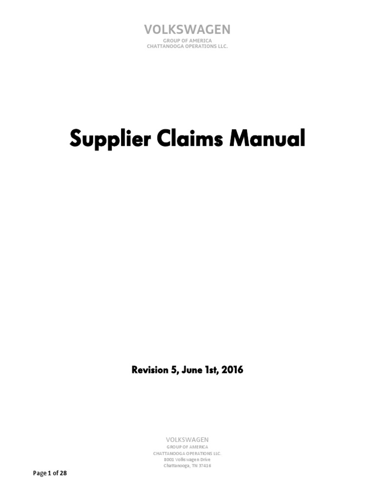 Volkswagen Supplier Claims Manual | PDF | Volkswagen | Databases