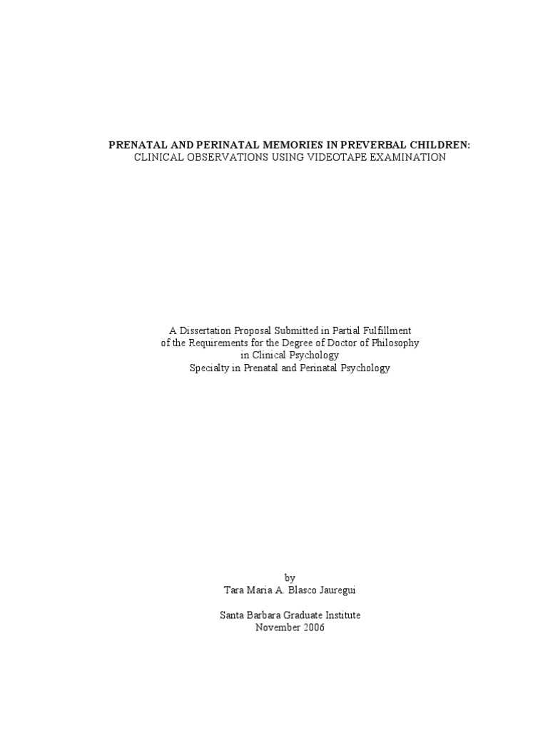 Prenatal and Perinatal Memories in Preverbal Children | PDF | Memory ...