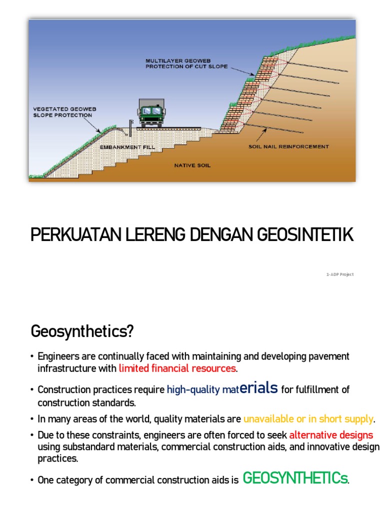 Perkuatan Lereng Dengan Geosintetik: 1-ADP Project | PDF | Infrastructure | Geotechnical Engineering
