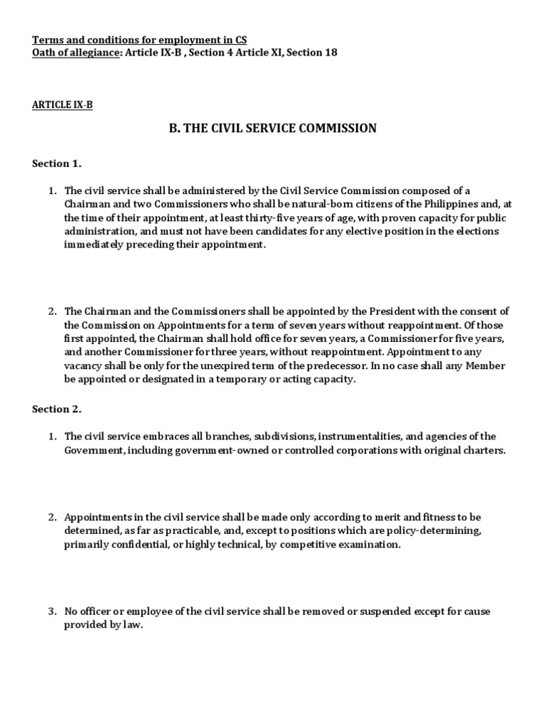 B. The Civil Service Commission | PDF | Civil Service | Constitution