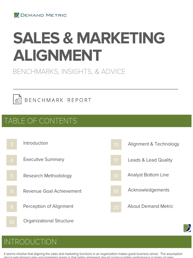 Sales Marketing Alignment Benchmark Report | Download Free PDF | Sales ...